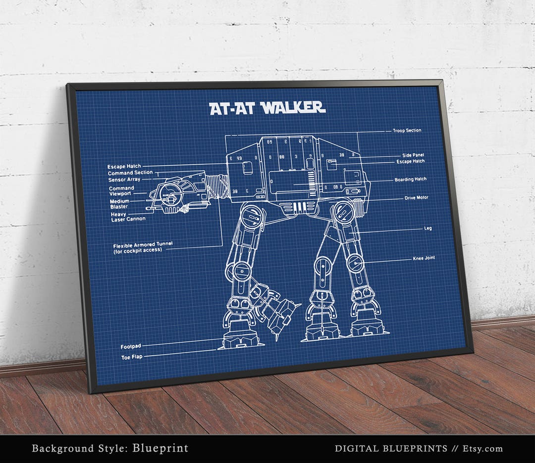 AT AT Walker Blueprint Art, Star Wars Poster Print, Wall Art, Gifts ...