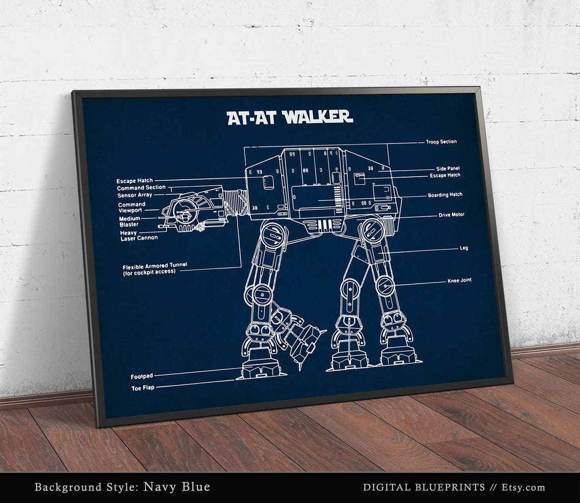 AT AT Walker Blueprint Art, Star Wars Poster Print, Wall Art, Gifts ...