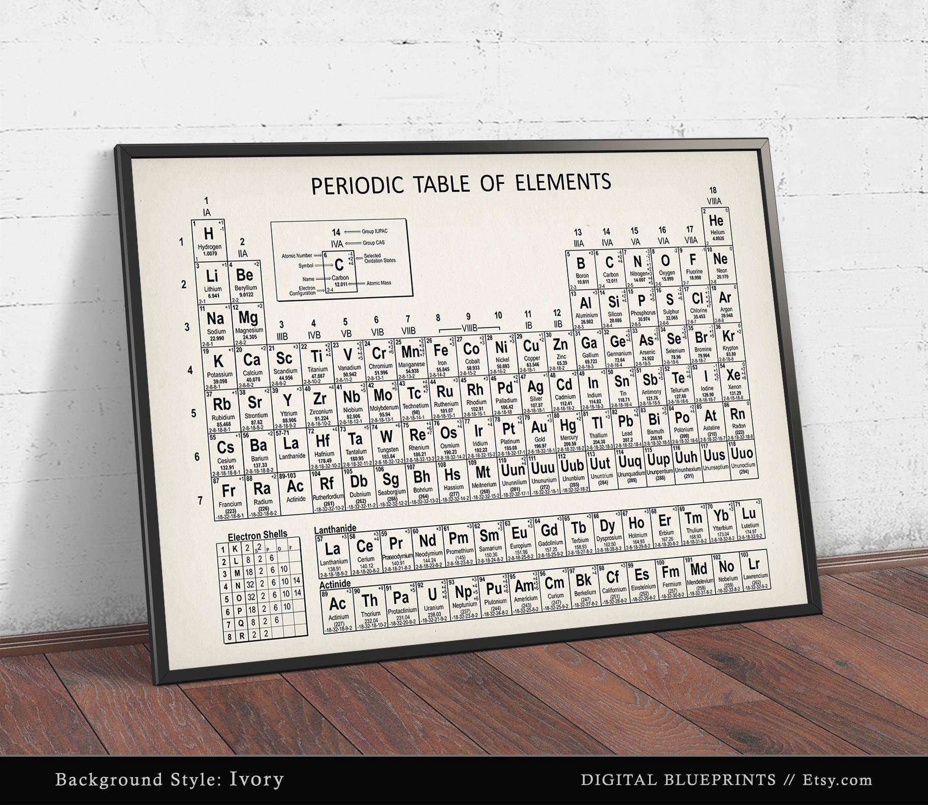 Periodic Table Wall Art Print, Periodic Table of Elements, Chemistry ...