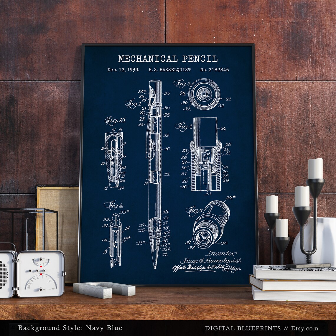 Mechanical Pencil Patent Print, Architect Draftsman Engineer Gifts ...