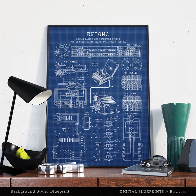Enigma Cipher Machine Patent Print, Cryptography, Cypher Machine ...
