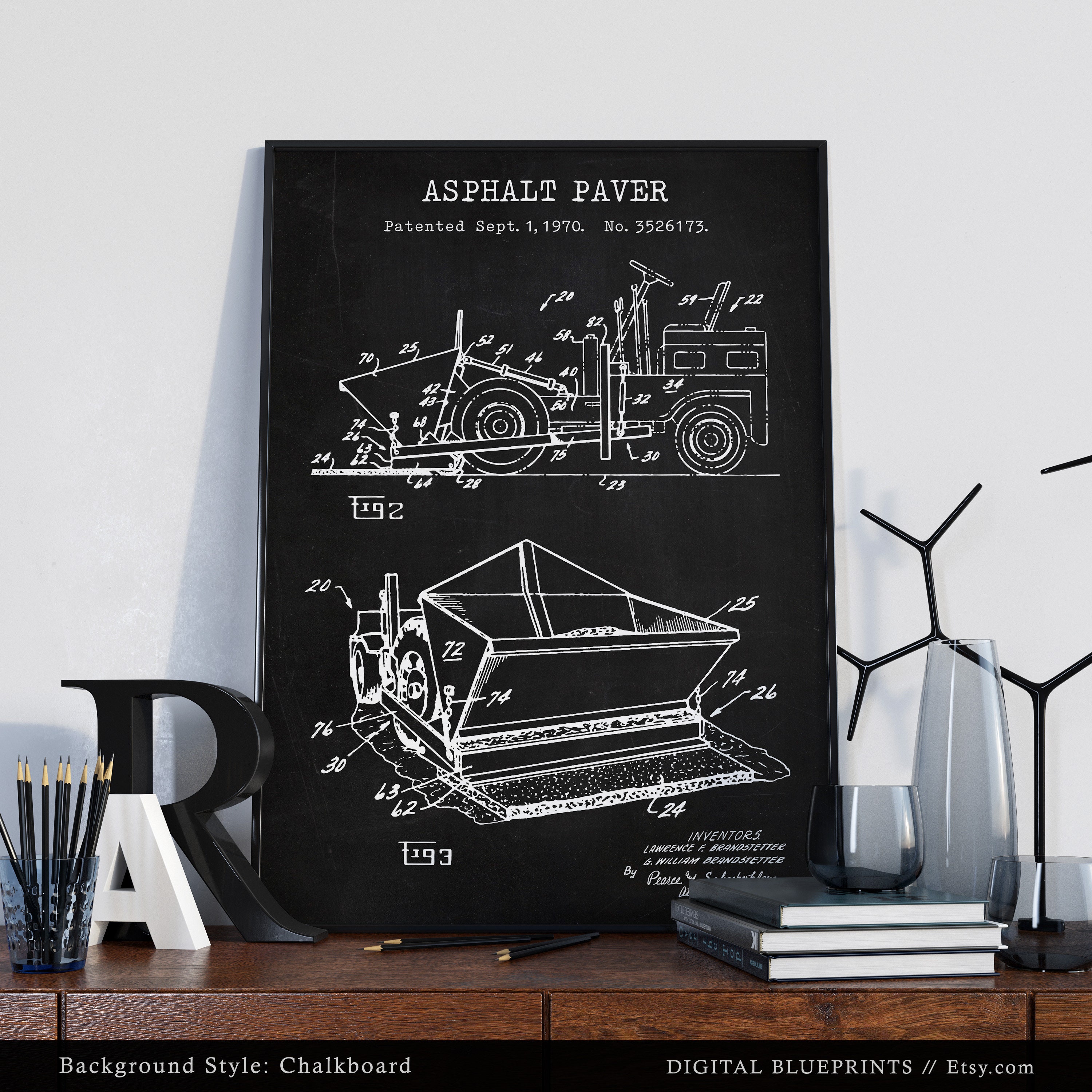 Asphalt Paver Patent Print, Asphalt Paving Machine Blueprint Art ...