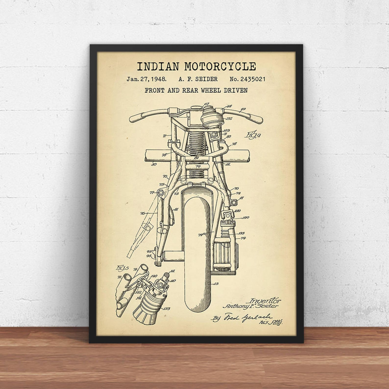 Indian Motorcycle Poster Print Front & Rear Wheel Driven - Etsy