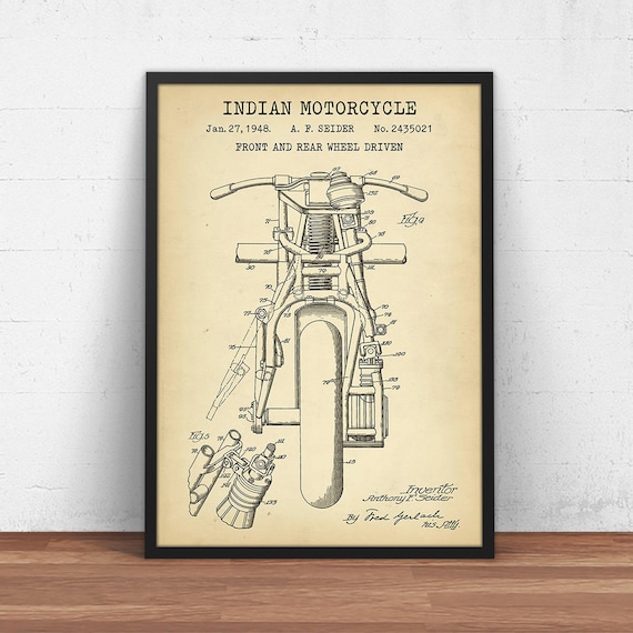 Indian Motorcycle Poster Print Front & Rear Wheel Driven | Etsy