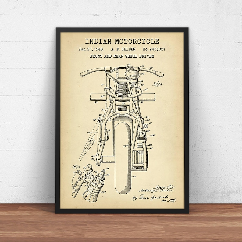 Indian Motorcycle Poster Print Front & Rear Wheel Driven - Etsy