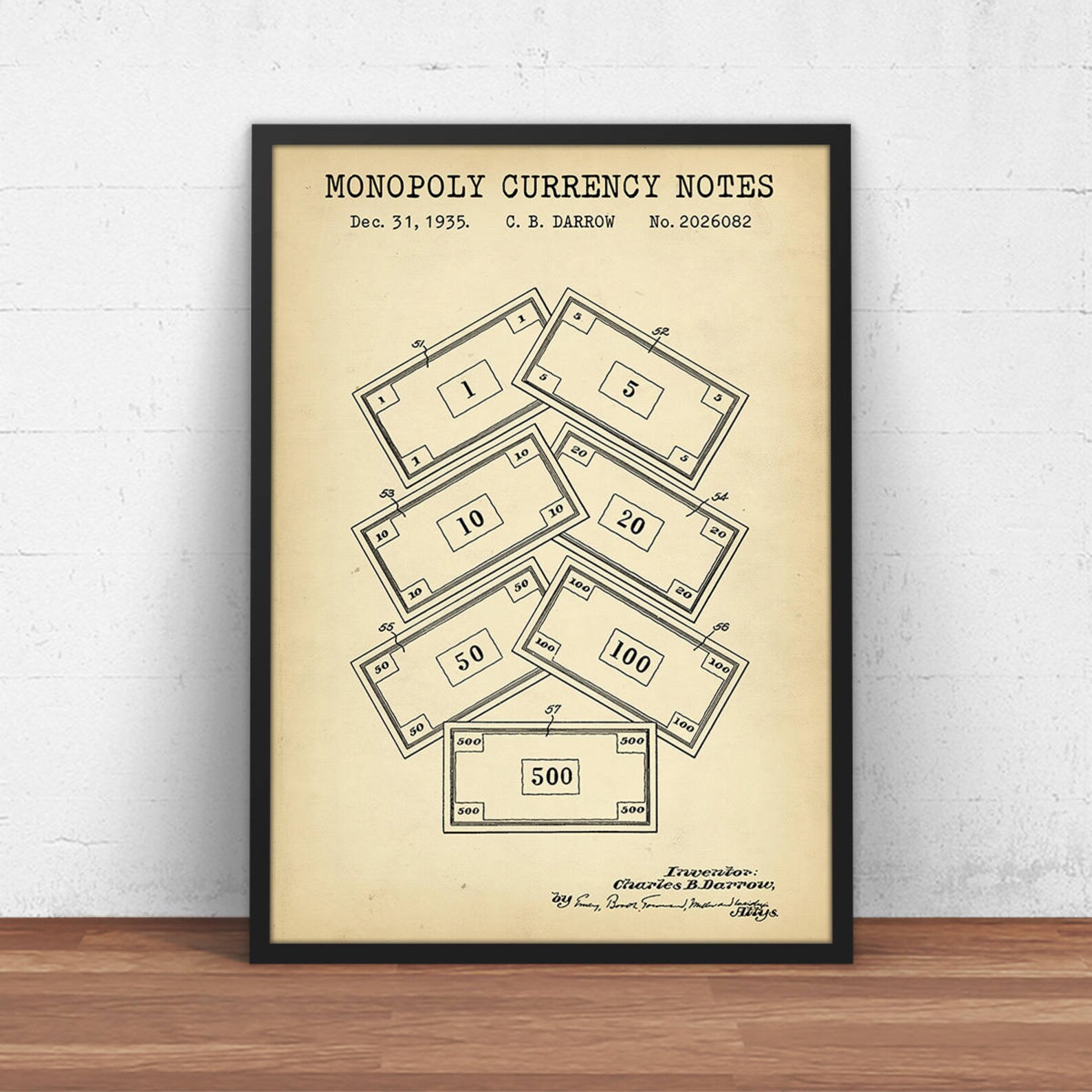 Monopoly Currency Patent Print Vintage Board Game Monopoly | Etsy