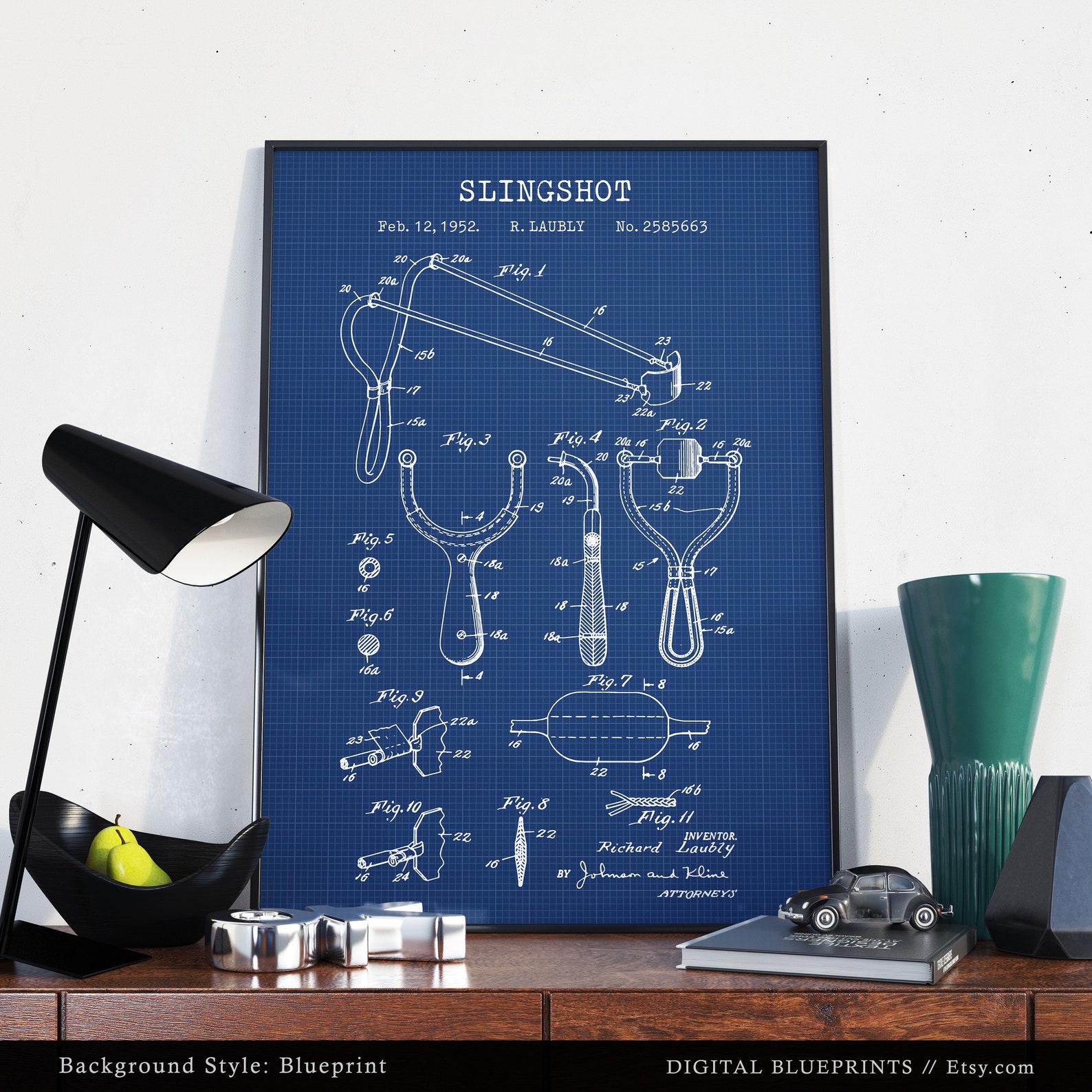Slingshot Patent Art Print, Blueprint Art, Outdoor Gifts, Camping Toys ...