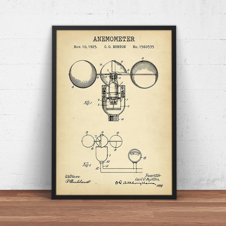 Anemometer Patent Print - Meteorology Student - Meteorologist Gift ...