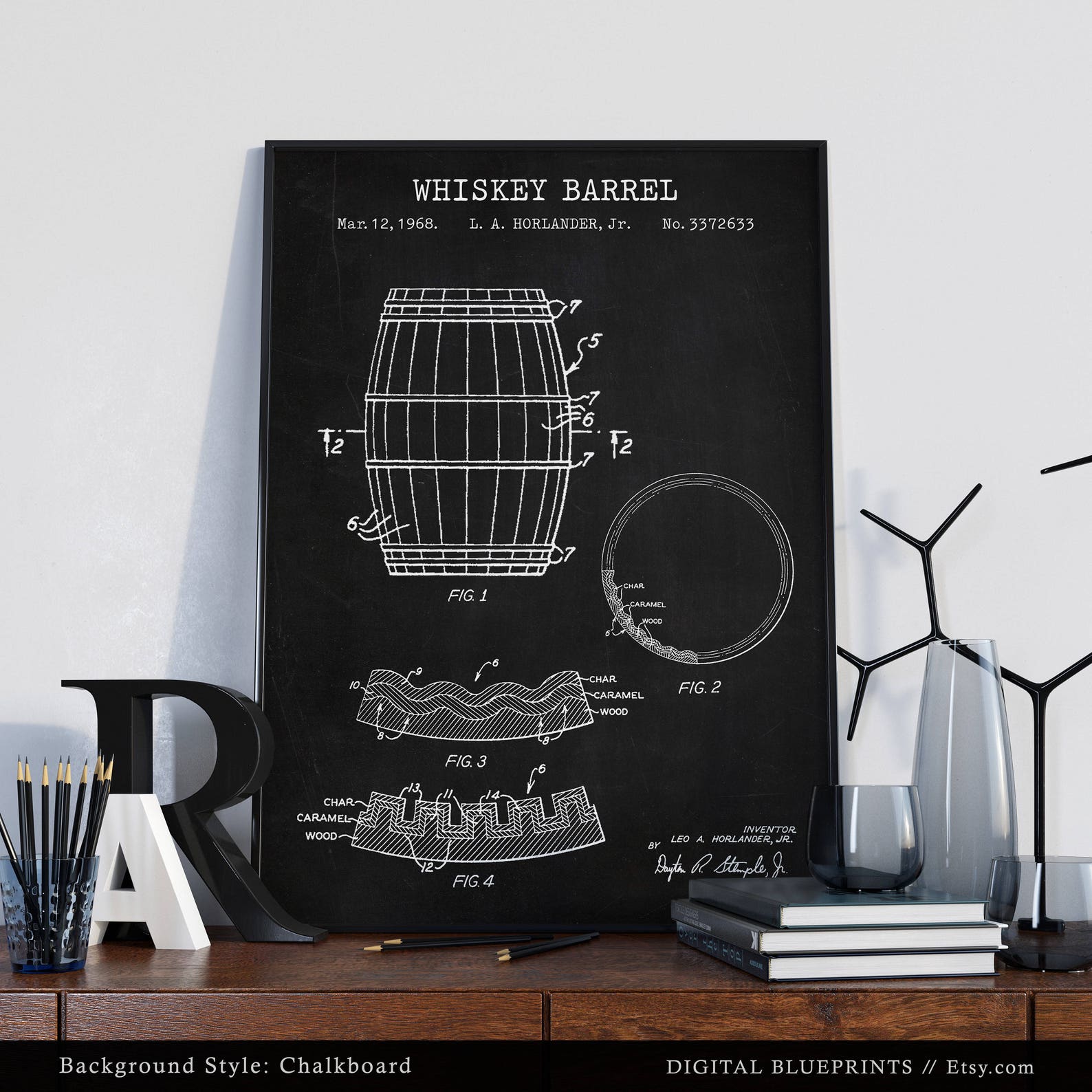 Whiskey Barrel Poster, Whiskey Patent Print, Bar Decor, Whisky Art ...