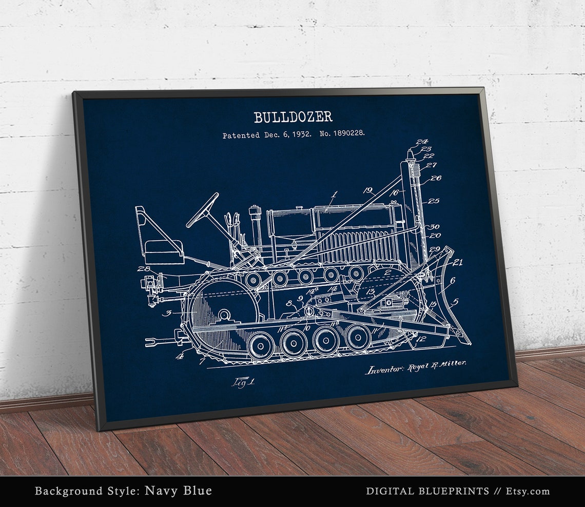 Bulldozer Patent Print Construction Vehicle Blueprint Poster - Etsy