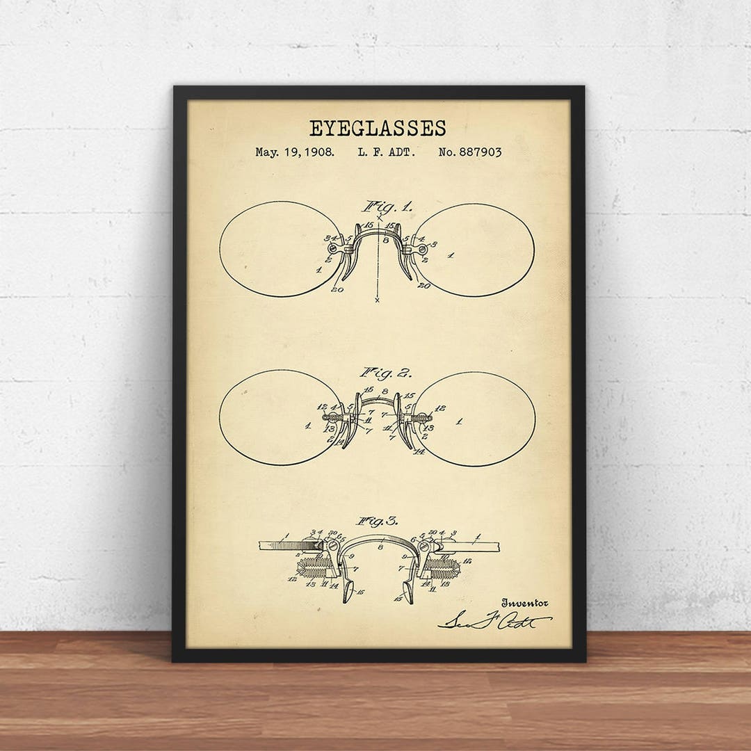 Eyeglasses Patent Print, Spectacles Poster, Optician Eye Clinic Decor ...