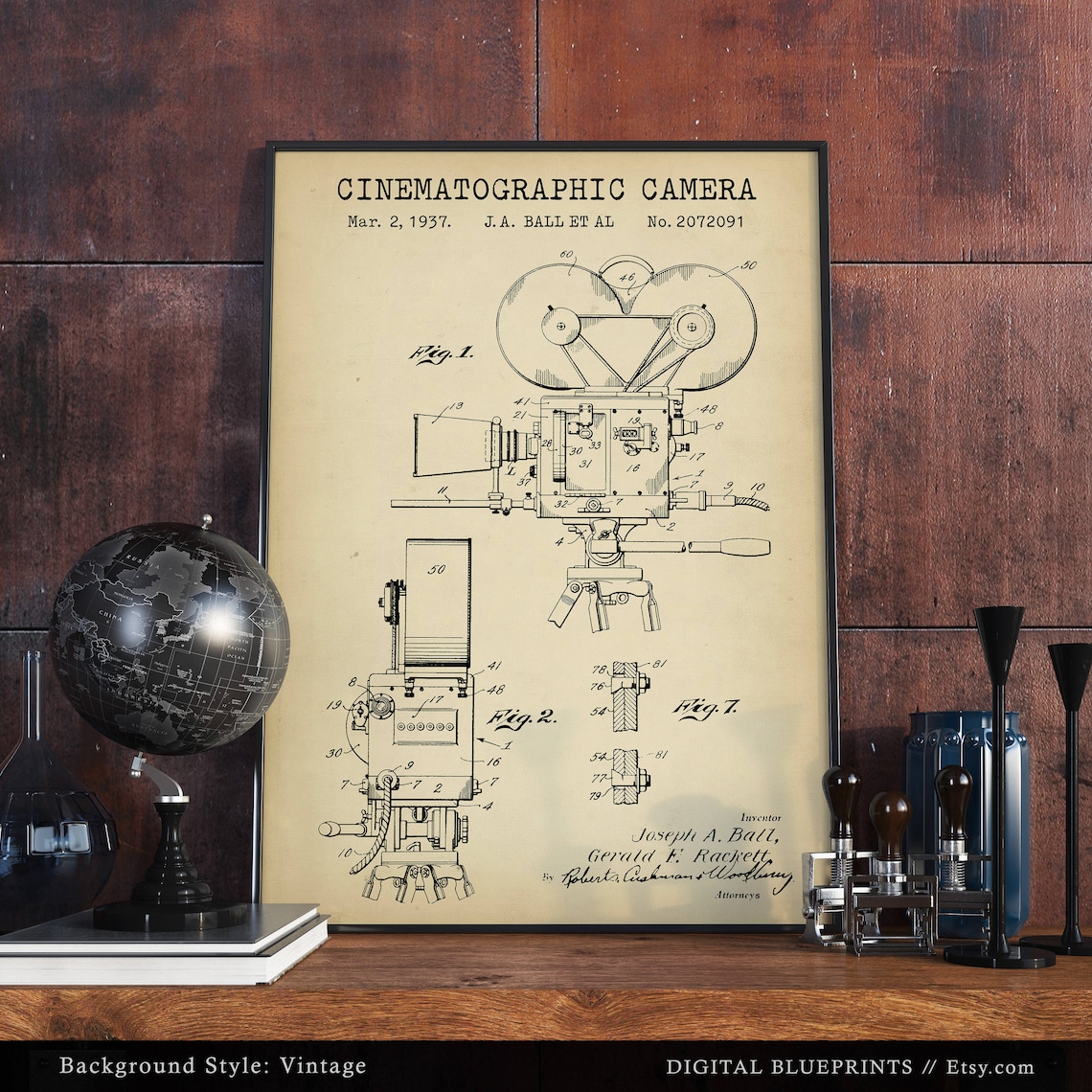 Movie Camera Patent Print 1937 Cinematography Camera | Etsy