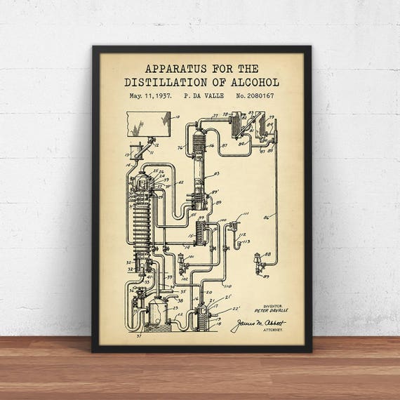 Whiskey Gift Alcohol Distillation Patent Print Alcohol Still | Etsy