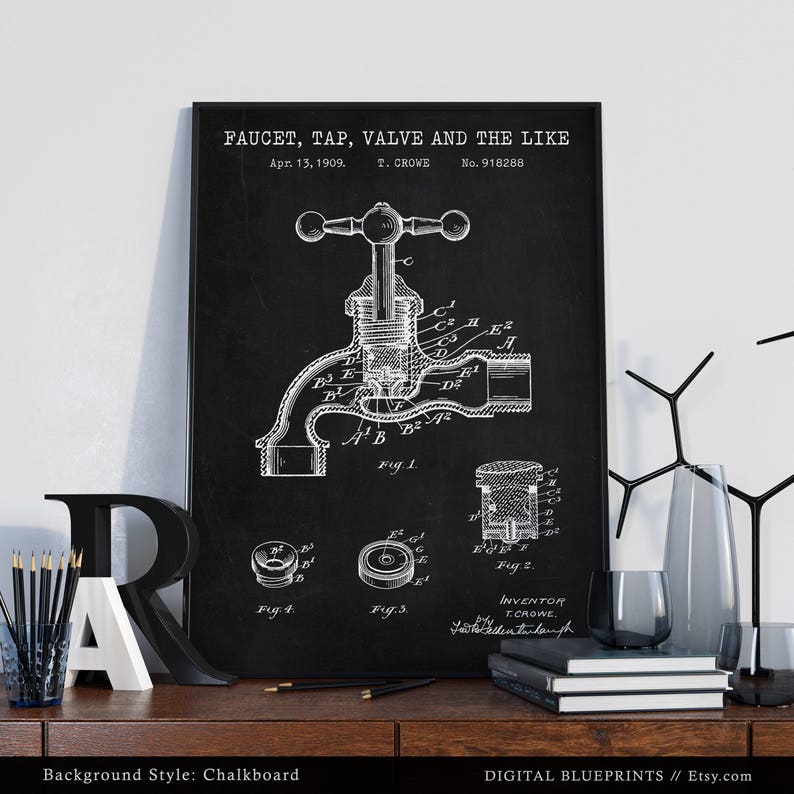 Restroom Decor Faucet Valve Tap and the Like Patent Print - Etsy
