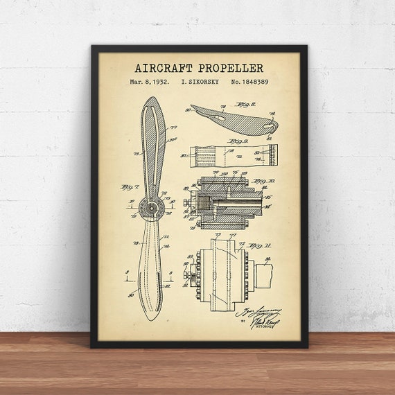Aircraft Propeller Patent Aircraft Poster Print Aviation | Etsy