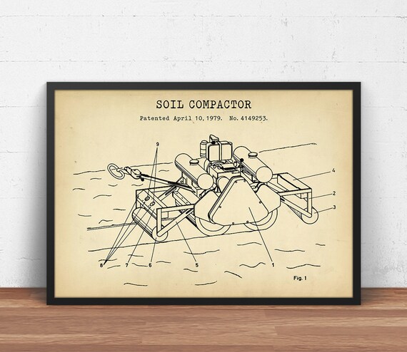 Heavy Vehicle Civil Engineer Gifts Soil Compactor Patent Print ...