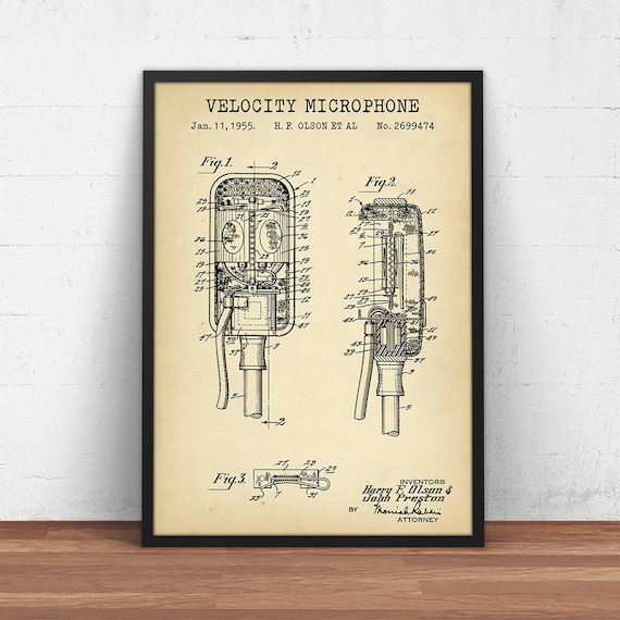 Microphone 1955 Patent Print Music Wall Art Band Poster | Etsy