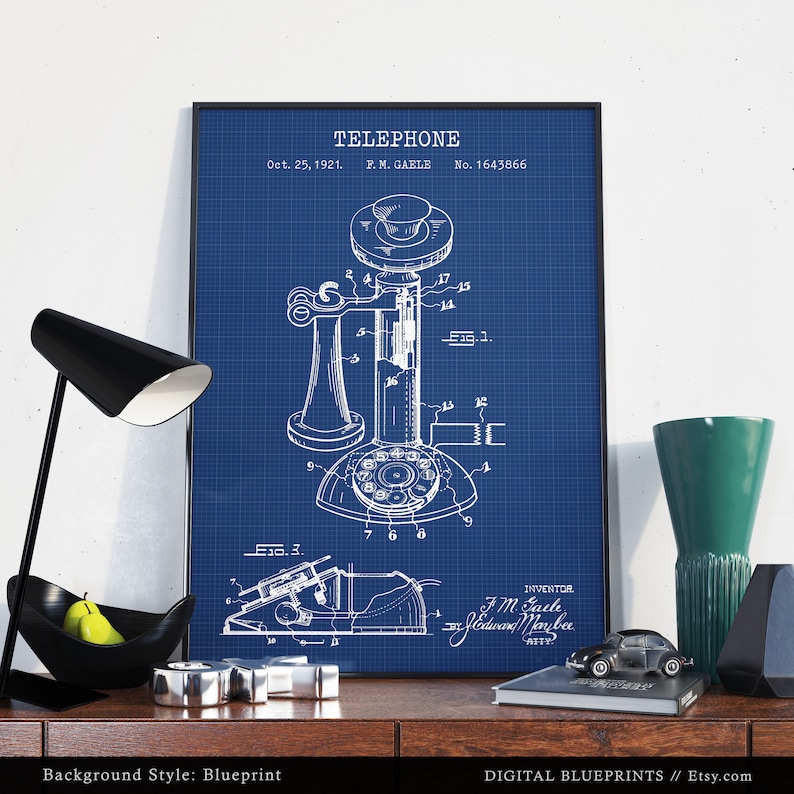 Vintage Telephone Patent Print, Rotary Dial, Telephone Sign, Office ...