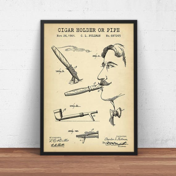 Pipe Art Patent Print Cigar Holder Smoking Pipe Poster | Etsy