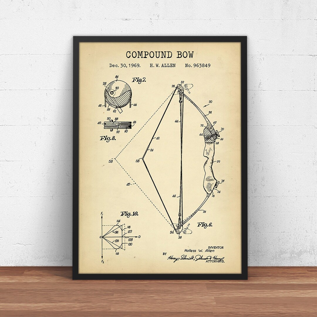 Compound Bow Patent Print, Bow and Arrow, Vintage Poster, Gift for ...