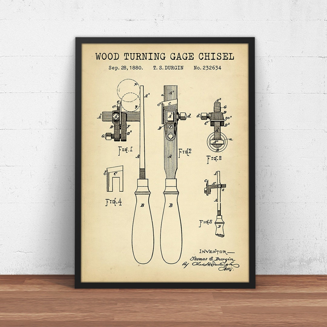 Wood Turning Gage Chisel Patent Print, Tools Art, Workshop Decor ...