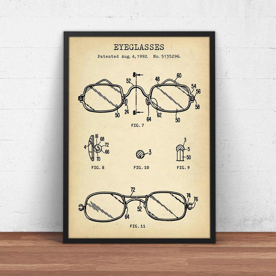 Eyeglasses Patent Print, Optometry Art, Eye Glasses Prints, Optometrist ...