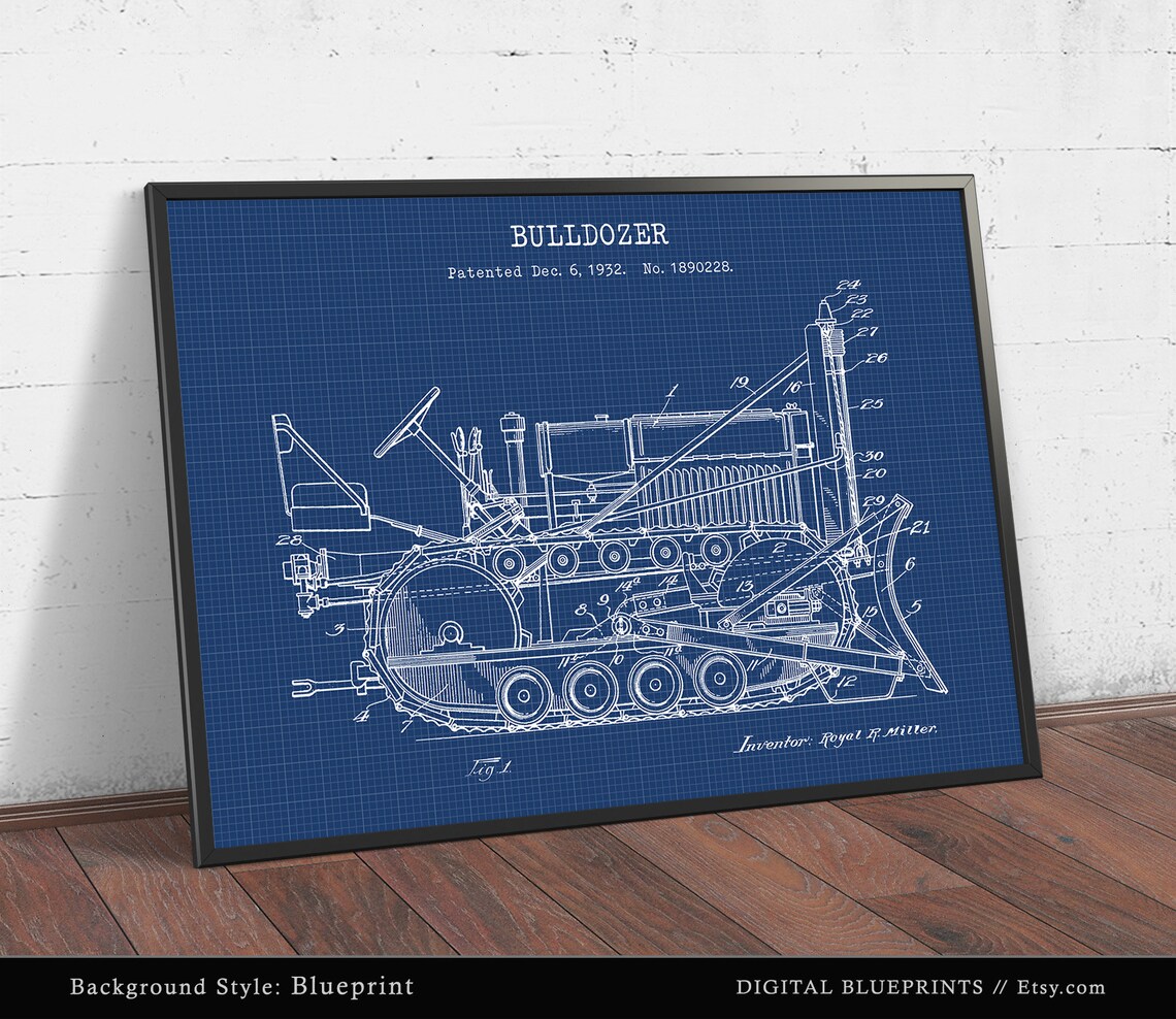 Bulldozer Patent Print Construction Vehicle Blueprint Poster - Etsy