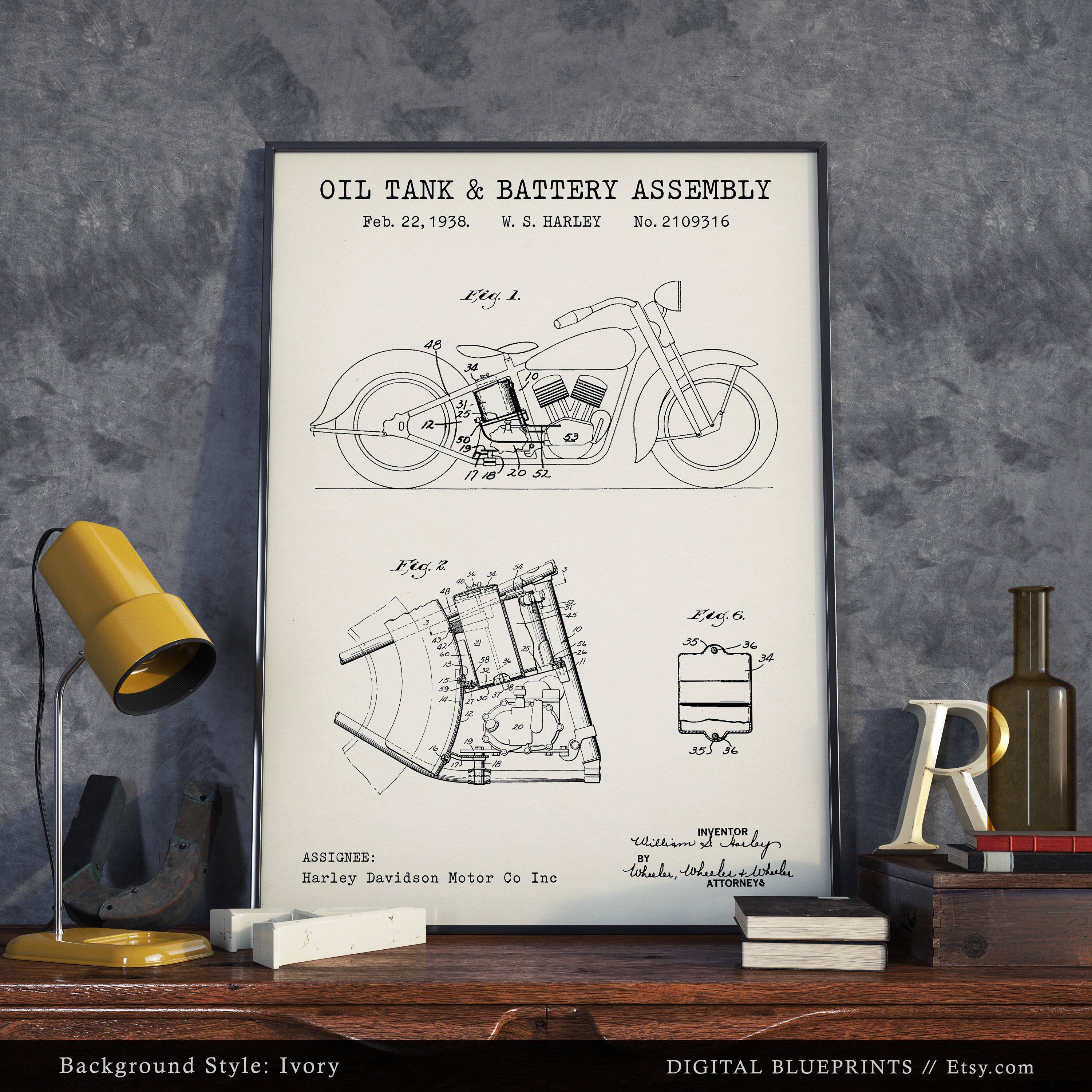 Motorcycle Poster Oil Tank and Battery Assembly Patent Print | Etsy