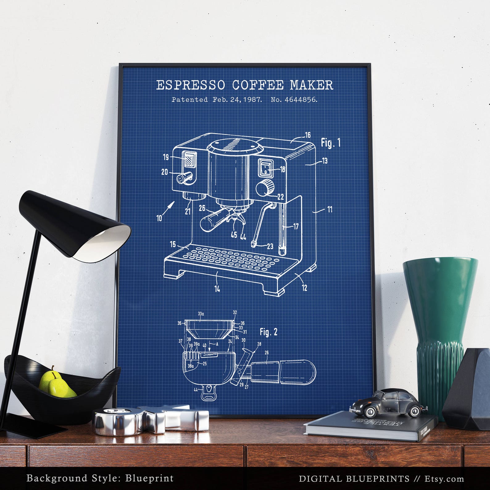 Espresso Coffee Maker Patent Print Blueprint Art Kitchen - Etsy