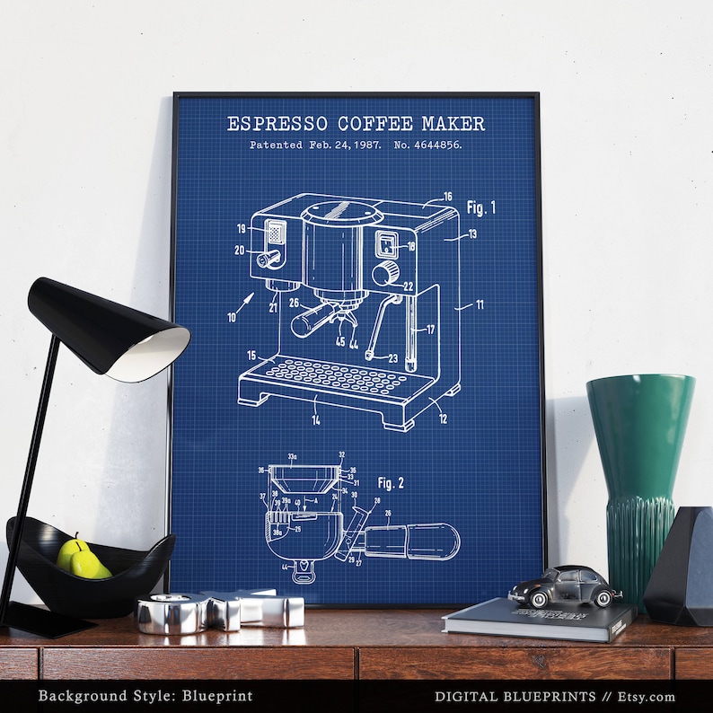 Espresso Coffee Maker Patent Print Blueprint Art Kitchen - Etsy