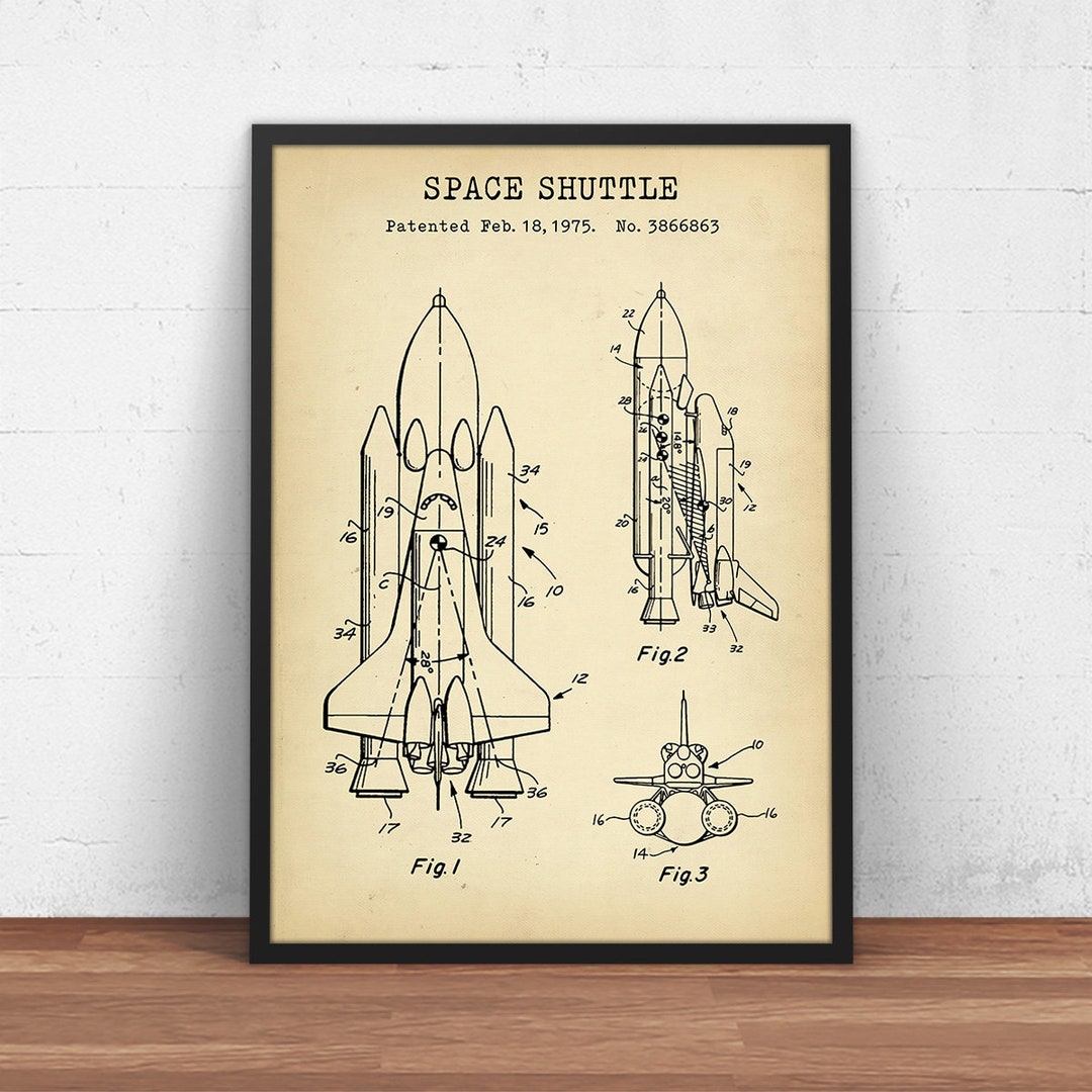 Space Shuttle Patent Print, NASA Poster 1975, Nasa Space Shuttle ...