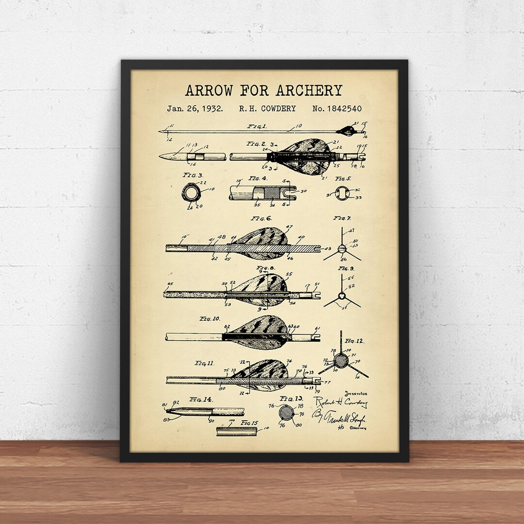 Archery Arrow Patent Poster, Bow & Arrow, Archery Prints, Archer Gifts ...