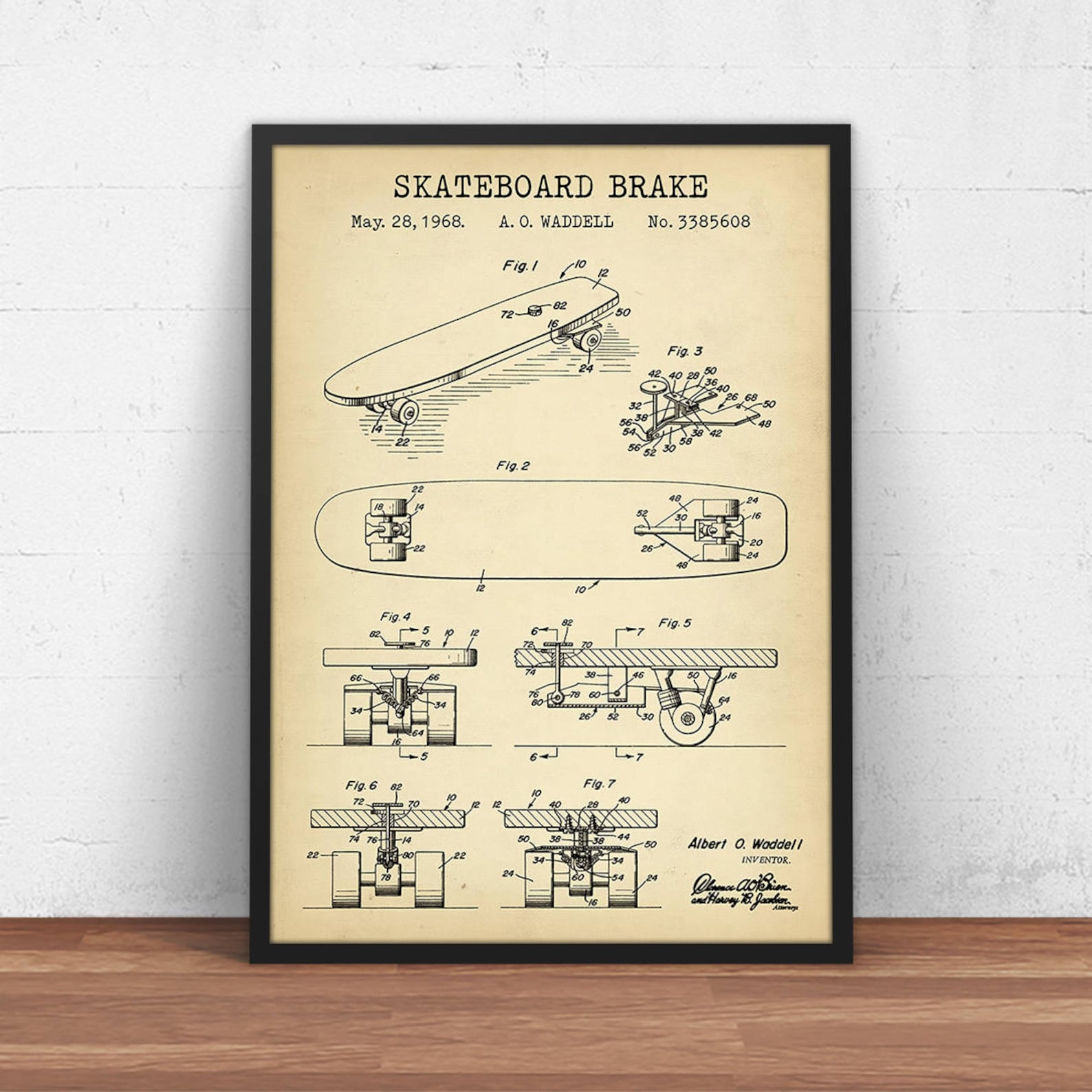 Skateboard Brake System Blueprint Art Digital Download Patent | Etsy