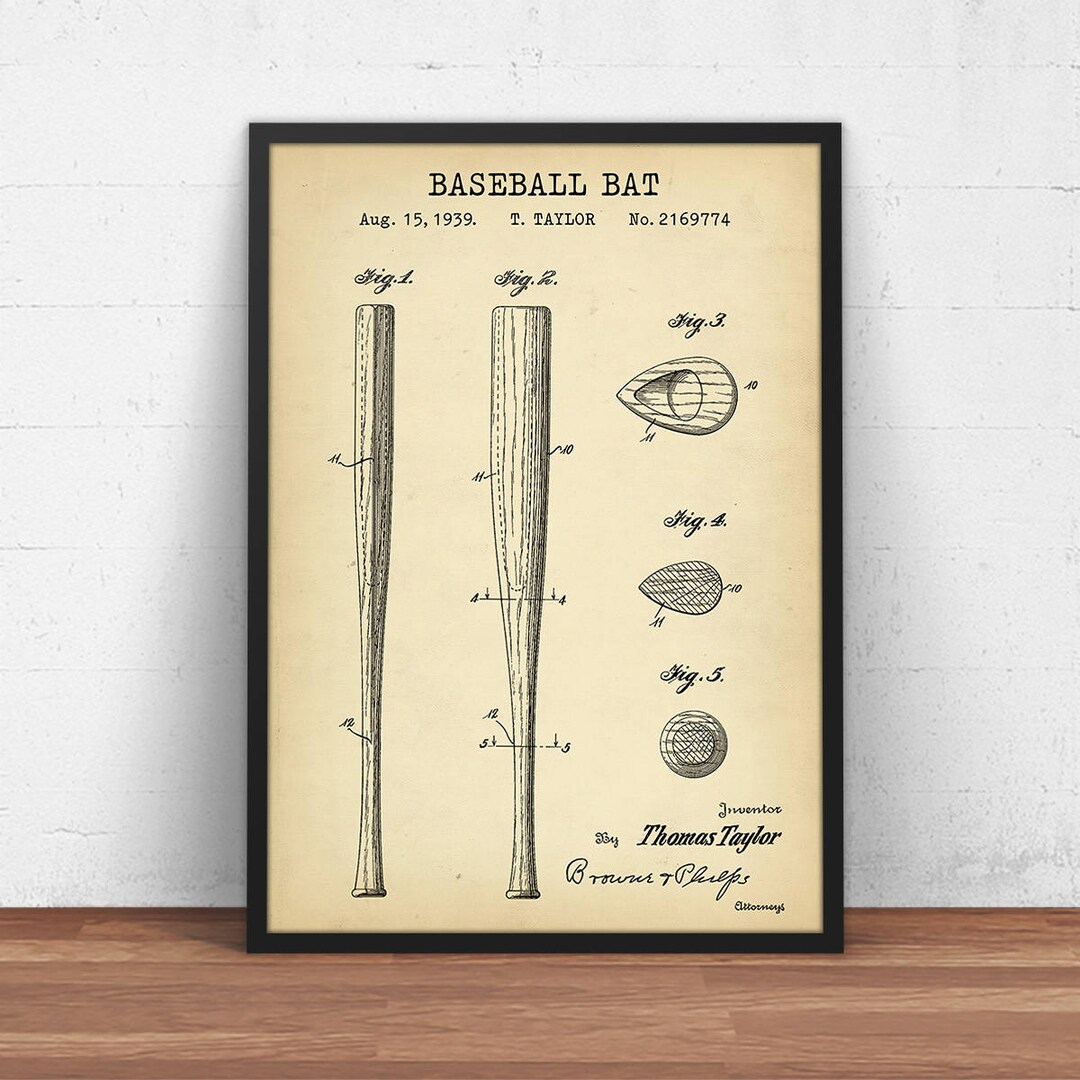 Baseball Bat Patent Print Baseball Party Decor Blueprint - Etsy