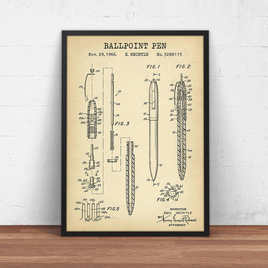 Ball Point Pen Patent Poster, Office Wall Art, Lawyer Gift, Pen Art ...