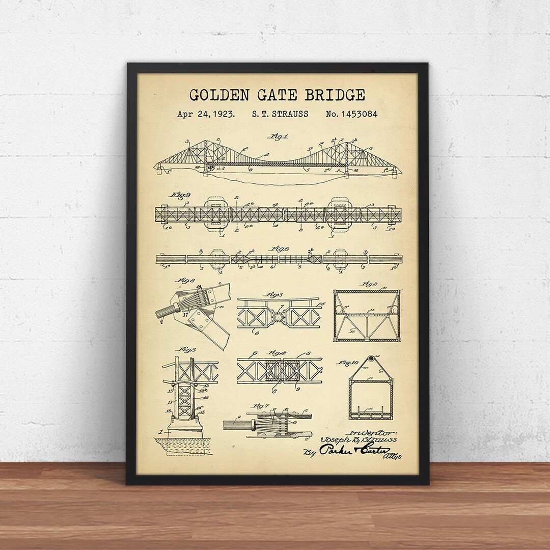 Golden Gate Bridge Patent Print - San Francisco Wall Art - California ...