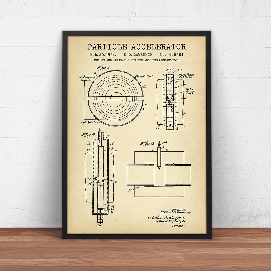 Particle Accelerator Patent Print, Cyclotron Atom Splitter Invention ...