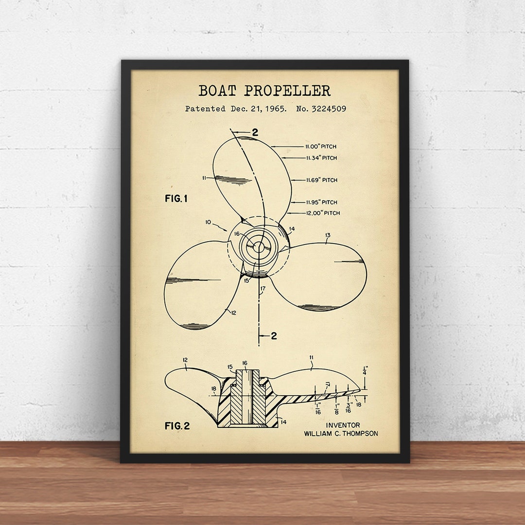 Boat Propeller Patent Print, Boating Gift, Fishing Wall Art, Beach ...