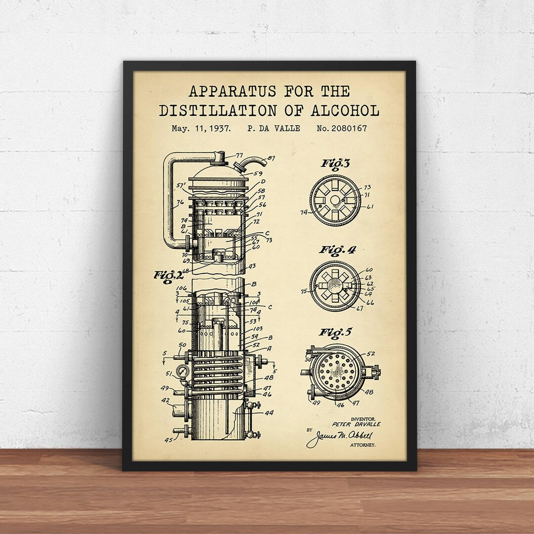 Alcohol Gifts, Distillation of Alcohol Patent Print, Bar & Pub Decor ...