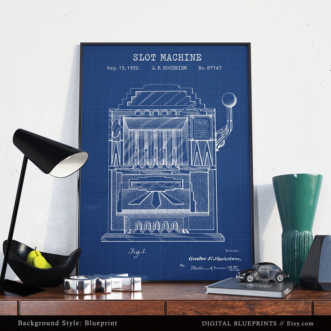 Slot Machine Patent Print, Gambling Poster Print, Man Cave Decor ...