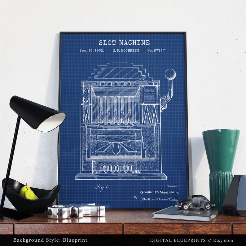 Slot Machine Patent Print, Gambling Poster Print, Man Cave Decor ...