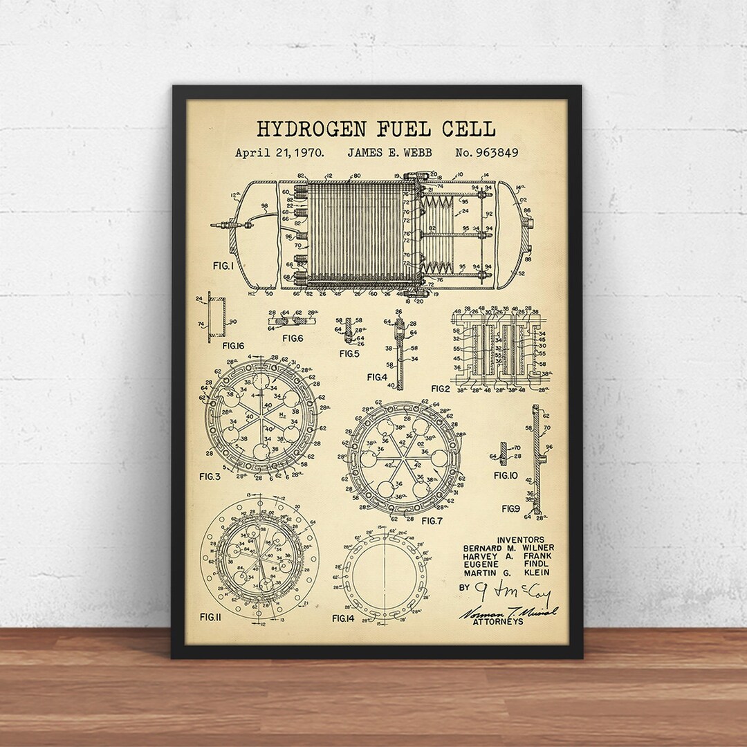 Hydrogen Fuel Cell Patent Print, NASA Poster Print, Astronaut Gift ...