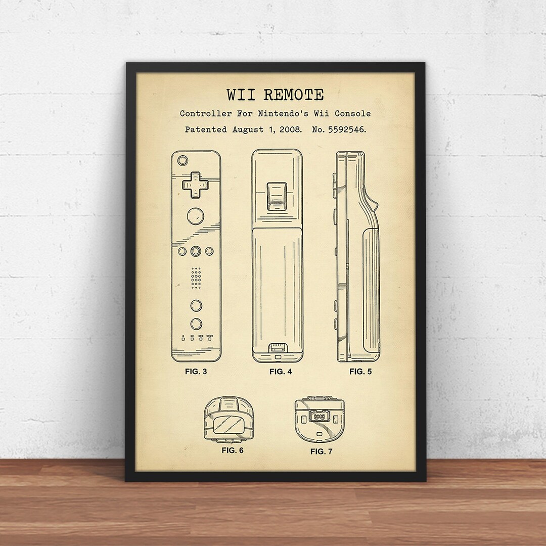 Wii Remote Patent Print, Boys Room Decor, Wiimote Gaming Controller ...