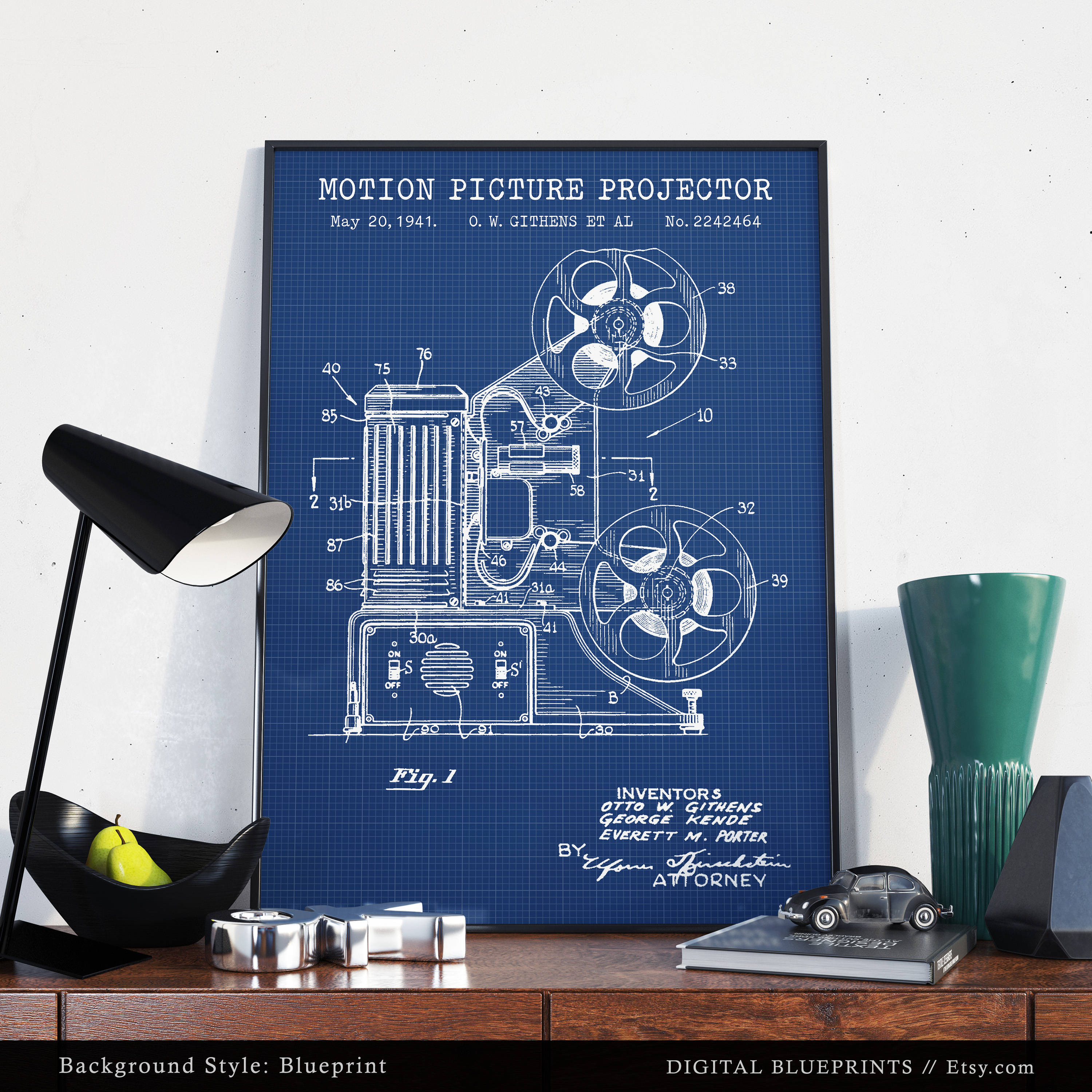 Home Theater Blueprint Poster Motion Picture Projector - Etsy