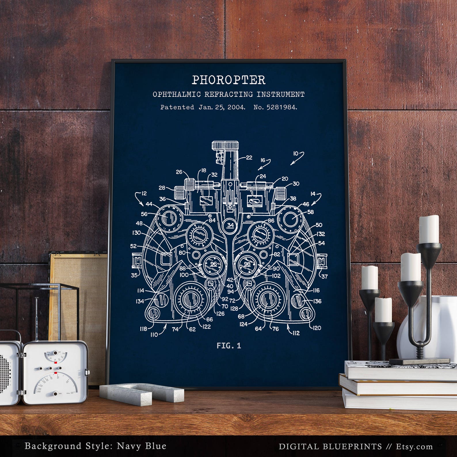 Phoropter Patent Print Blueprint Art Optometry Wall Art Eye | Etsy