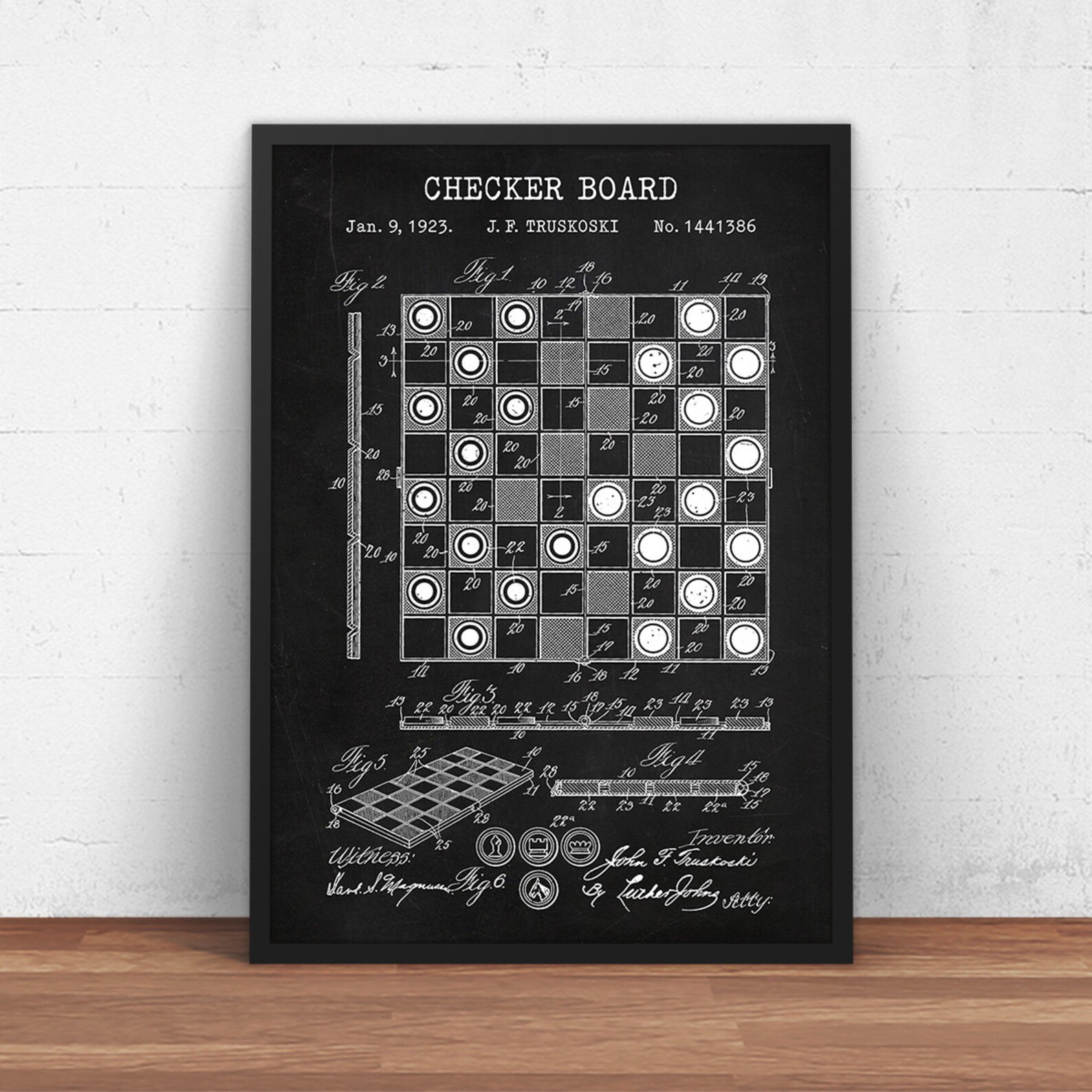 Checkerboard Patent Print, Game Room Decor, Board Game Poster Print ...