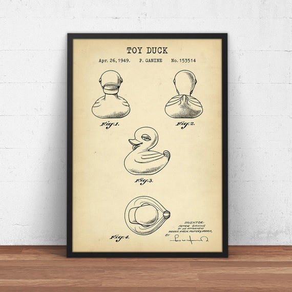 Toy Duck Patent Poster Rubber Ducky Rubber Duck Blueprint | Etsy