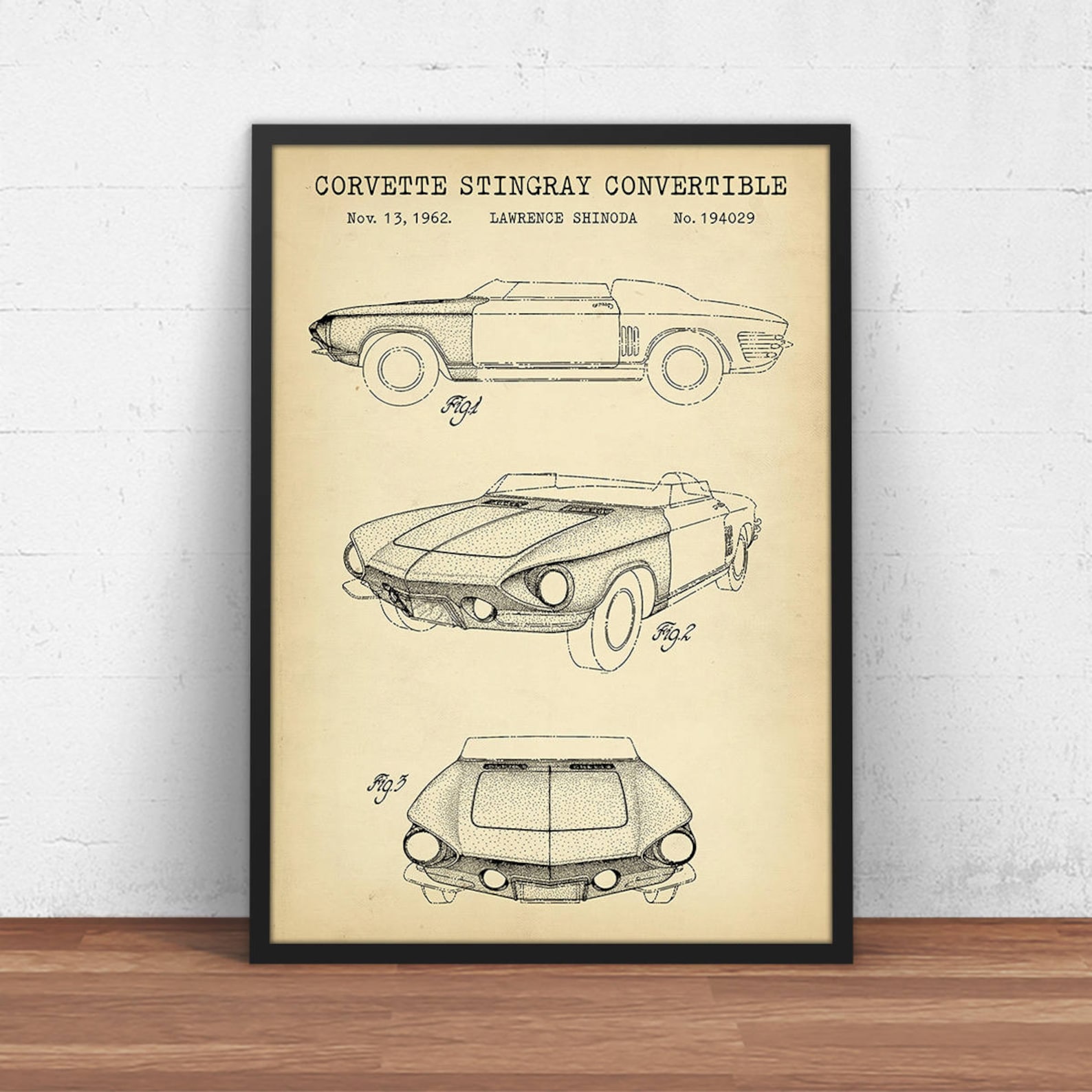Corvette Convertible Patent Print Muscle Car Poster Print | Etsy