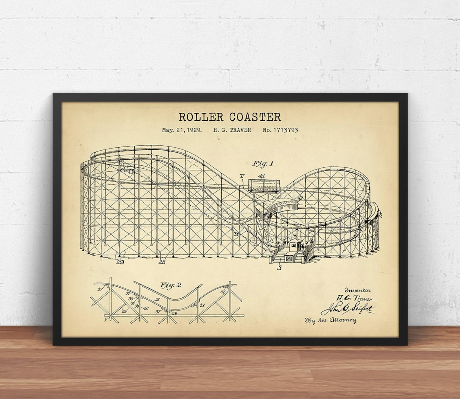 Roller Coaster 1929 Patent Print Amusement Ride Blueprint | Etsy