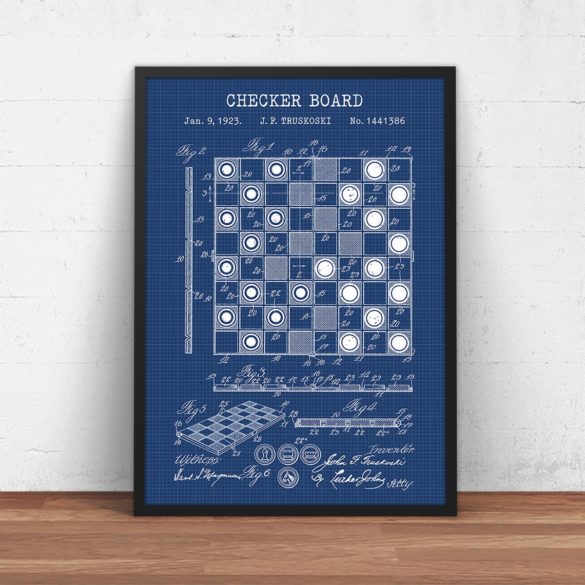 Checkerboard Patent Print, Game Room Decor, Board Game Poster Print ...